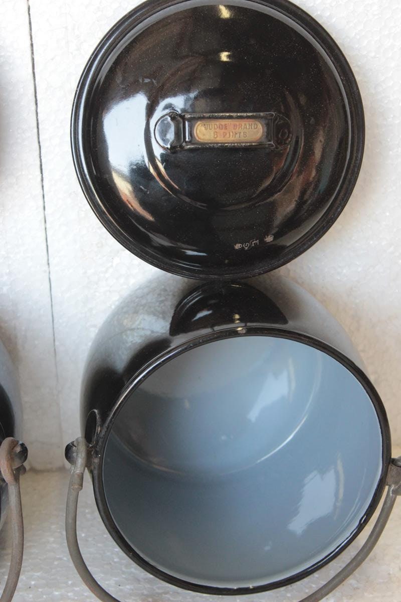 2 Pc Old Enamelware Judgeware Cooking Pot Vintage Kitchenware ...