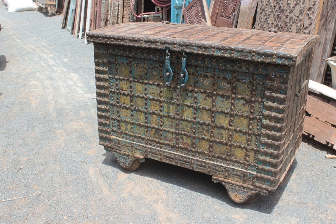 Trunk Box, Wooden Pitara, Storage Chest, Ethnic Handmade Jewelry Box ...