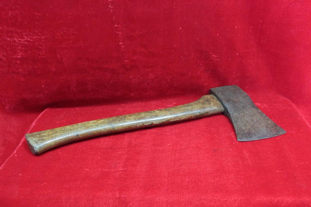 Iron Axe With Wooden Handle Old Vintage Rare Antique Steel Hand Forged ...