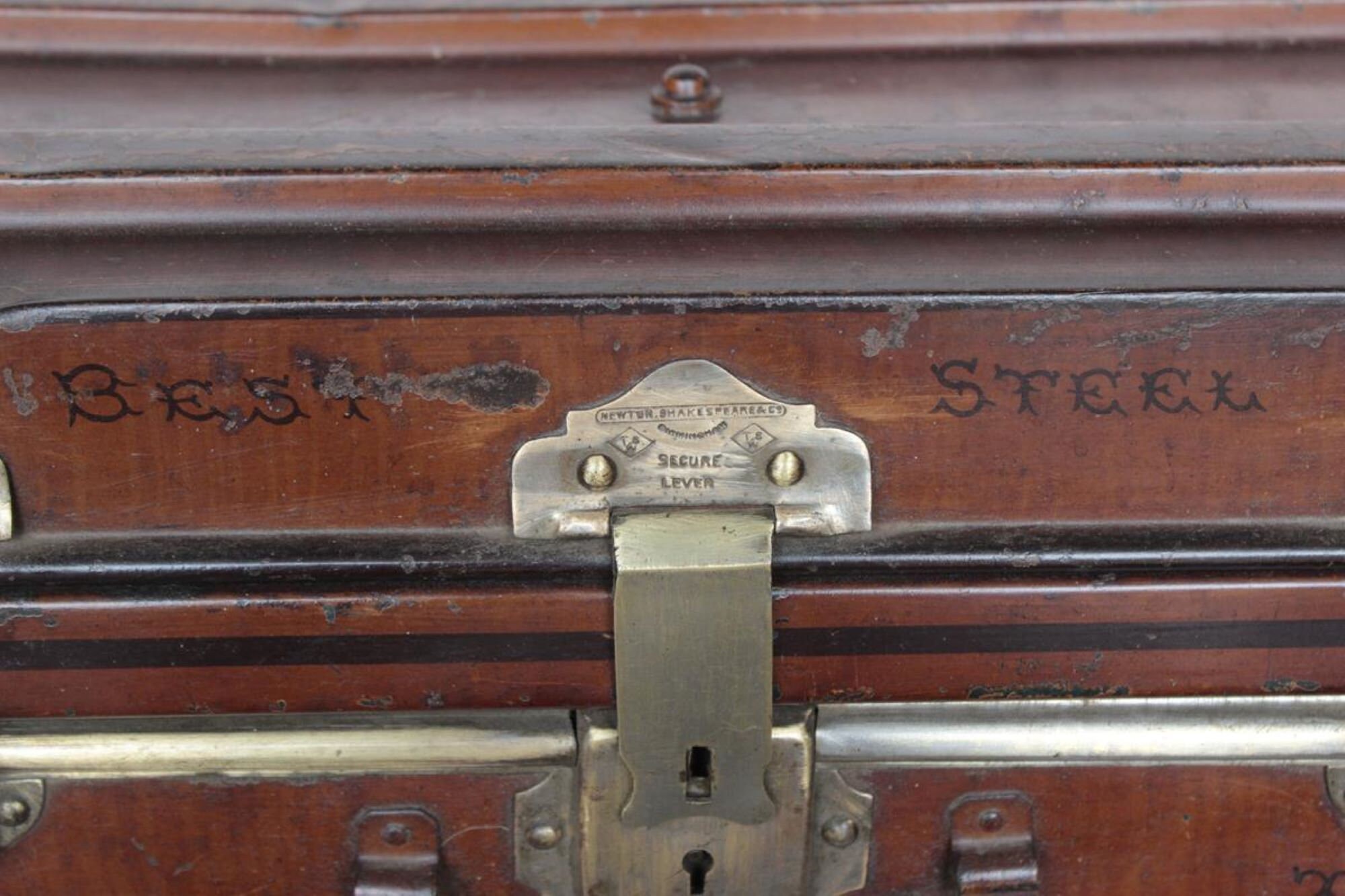Iron Trunk Box Antique Old Vintage Brass Lock Trunk Storage Collectible ...