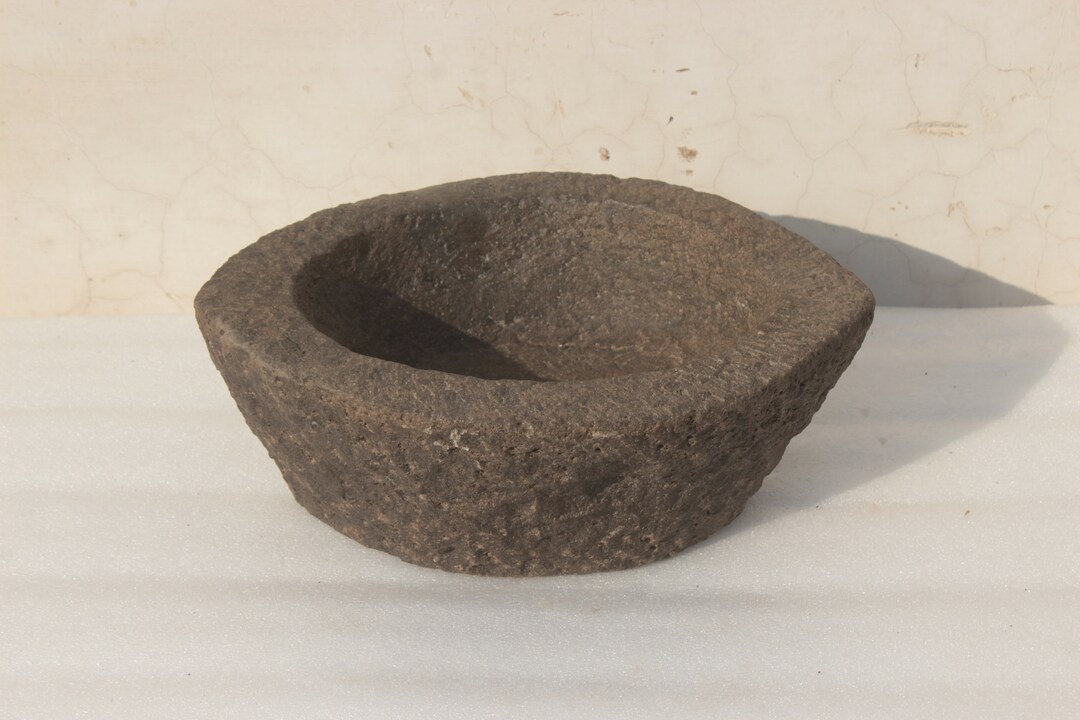 Aged Carved Stone Kharal Mortar, Stone Kundi, Garden Decor - Etsy