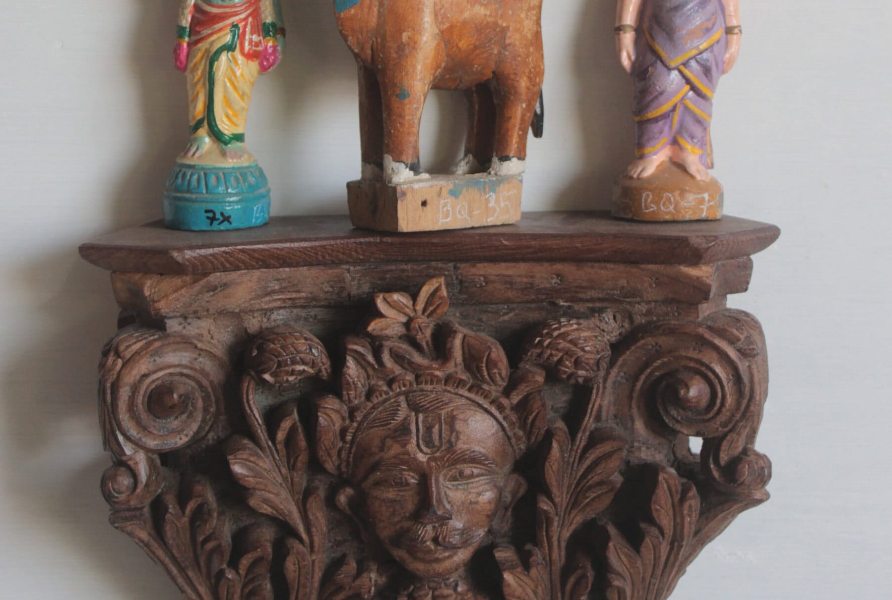 Vintage Wooden Carved Face Shelf Shelves/ Antique Wall Hanging Ledge ...