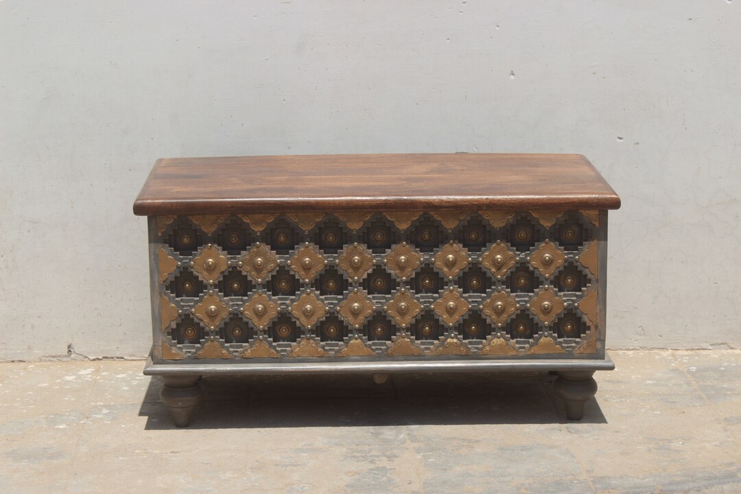 Trunk Box, Wooden Storage Chest Box, Ornamented Storage Chest, Bed ...