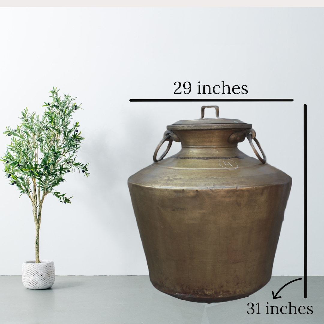 Brass Pots, Antique Large Pots & Vases, Old Indian Brass Jar, Brass ...