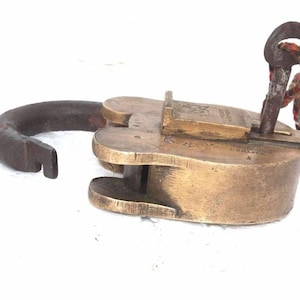 Vintage Brass Padlock Rare Brass Lock and key Antique | Etsy