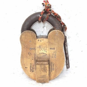 Vintage Brass Padlock Rare Brass Lock and key Antique | Etsy