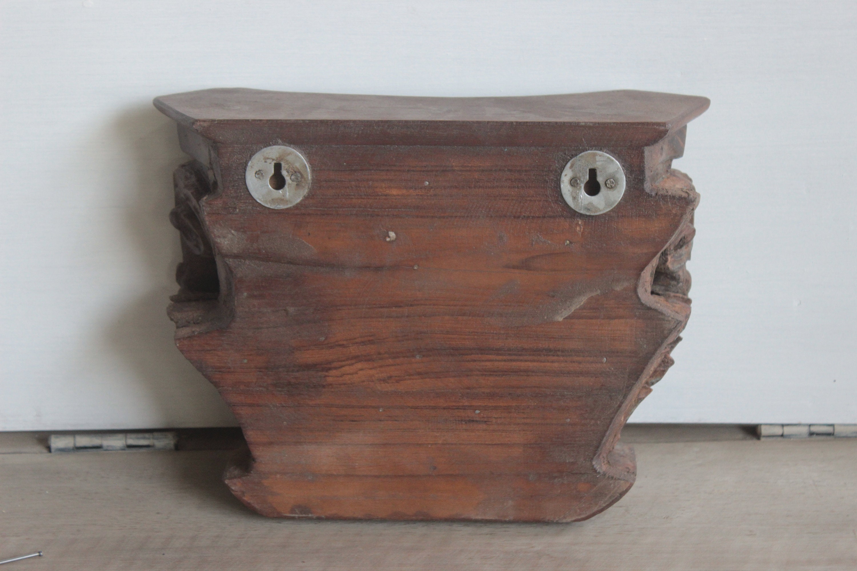 Vintage Wooden Carved Face Shelf Shelves/ Antique Wall Hanging Ledge ...
