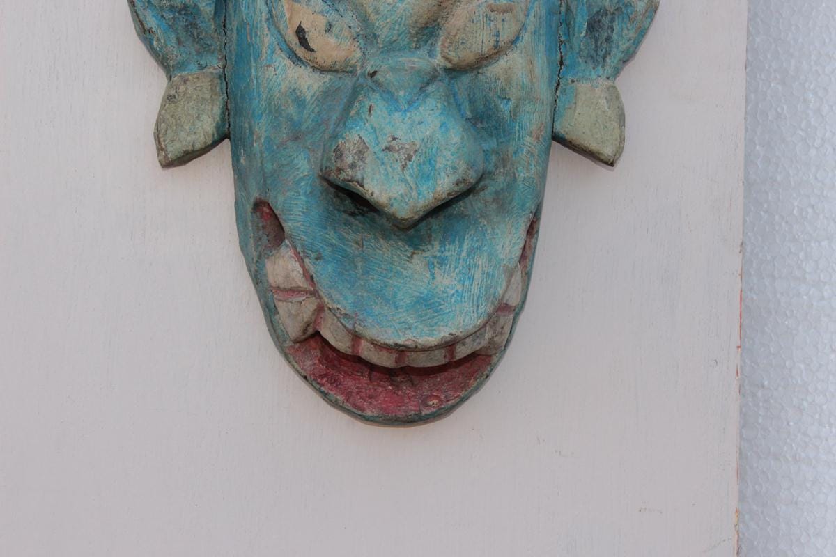 Wooden Mask 1900s Old Vintage Handcrafted Home Wall Decor Collectible ...