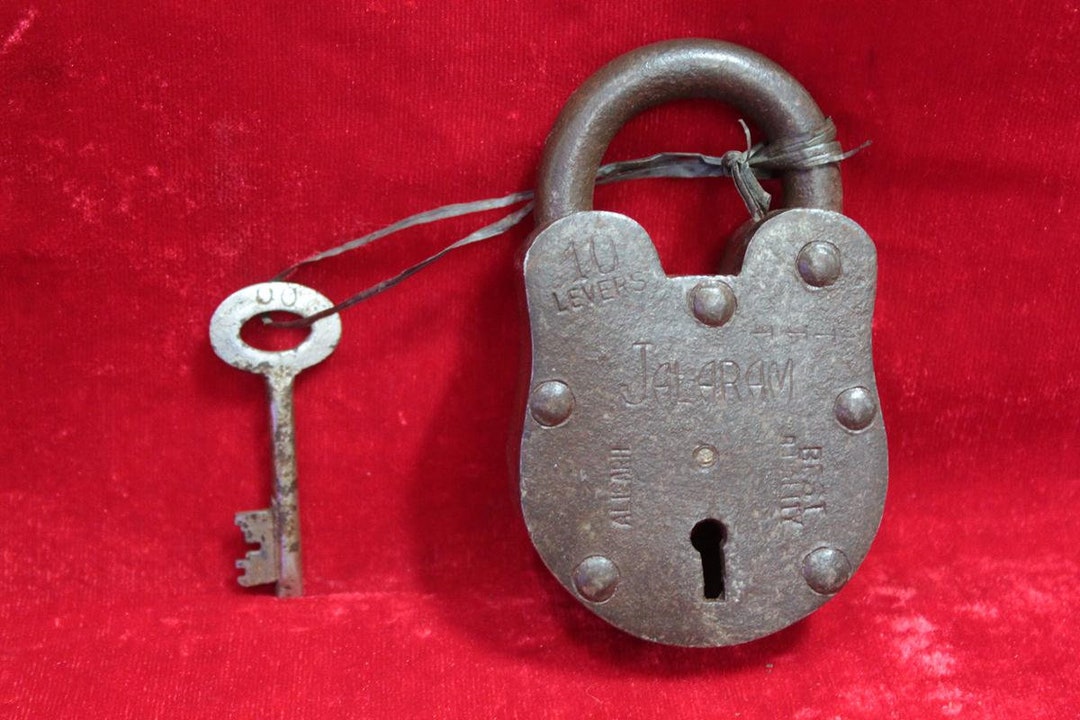 Iron Brass Lock and Key 1900 Vintage Antique Rare Home Decor ...