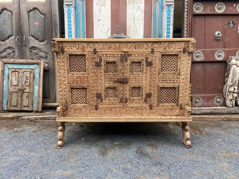 Damchiya, Carved Dowry Chest, Vintage Trunk Box, Side Table Console - Etsy