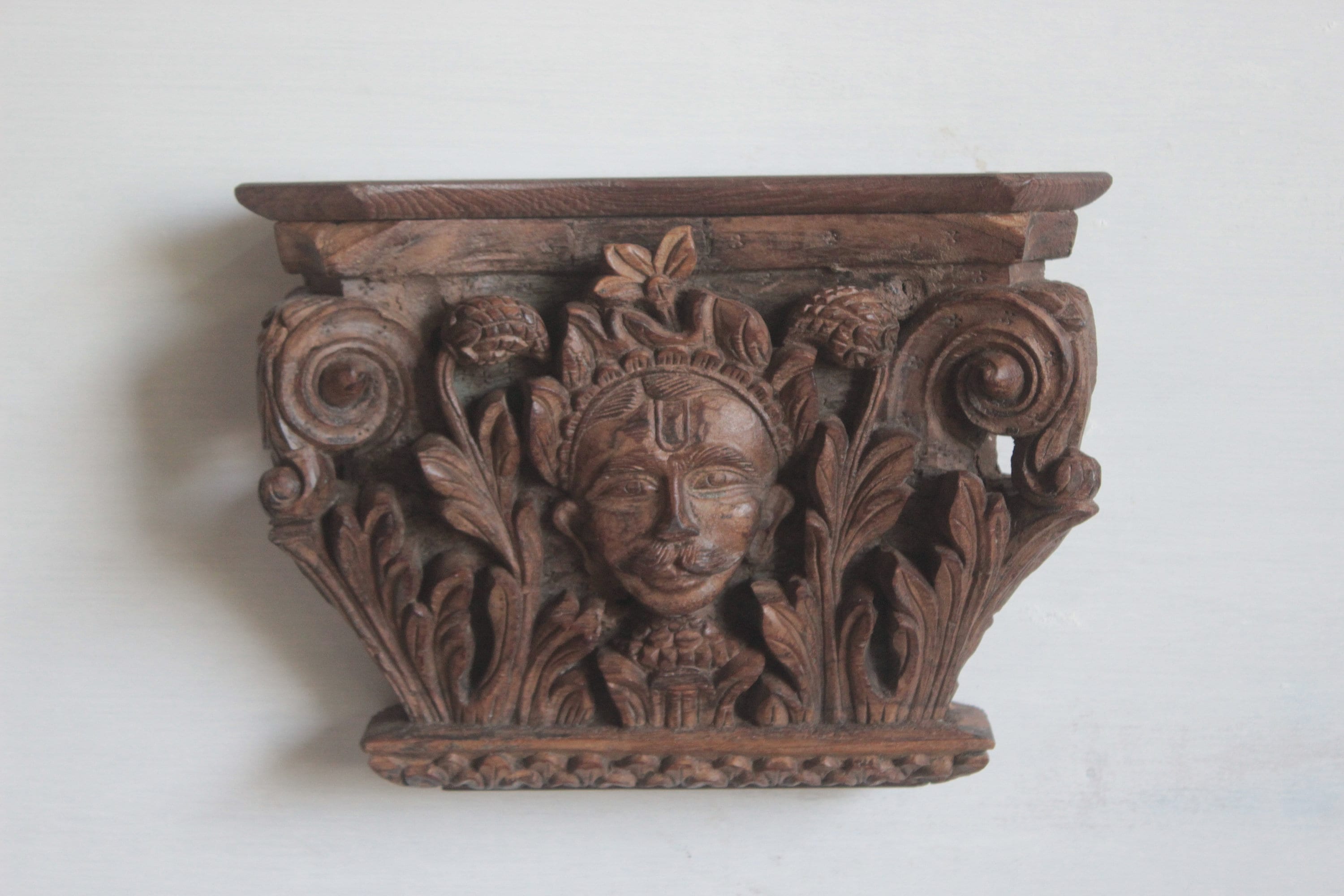 Vintage Wooden Carved Face Shelf Shelves/ Antique Wall Hanging Ledge ...