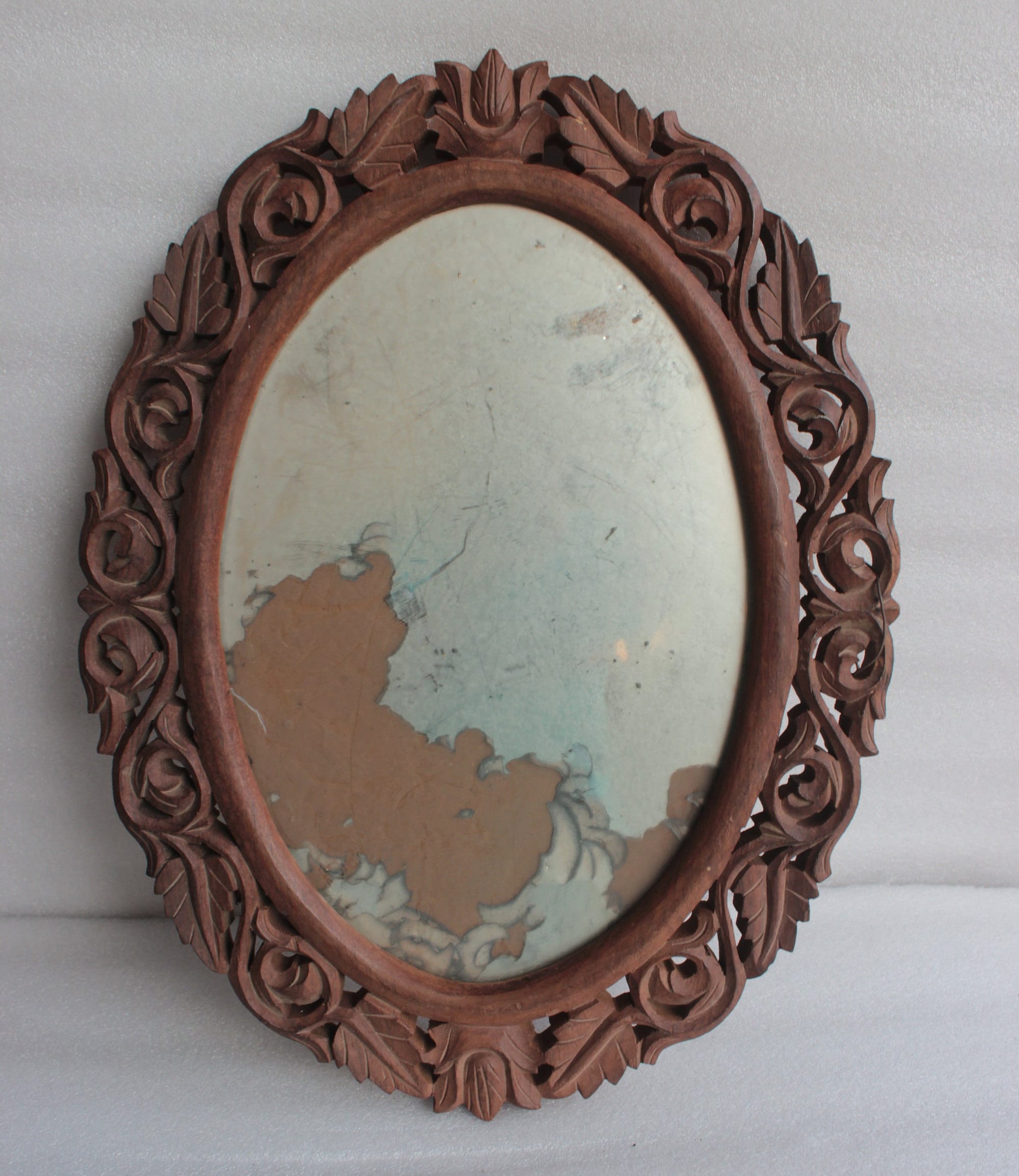 Vintage Oval Shape Carved Mirror Wooden Vintage Mirror Frame Antique Wall Decorative Etsy