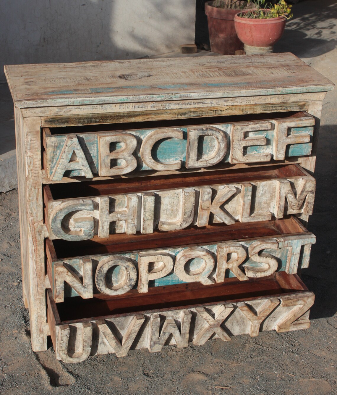 Alphabet Chest of Drawers-kids Toddlers Room Furniture-nursery Wooden ...