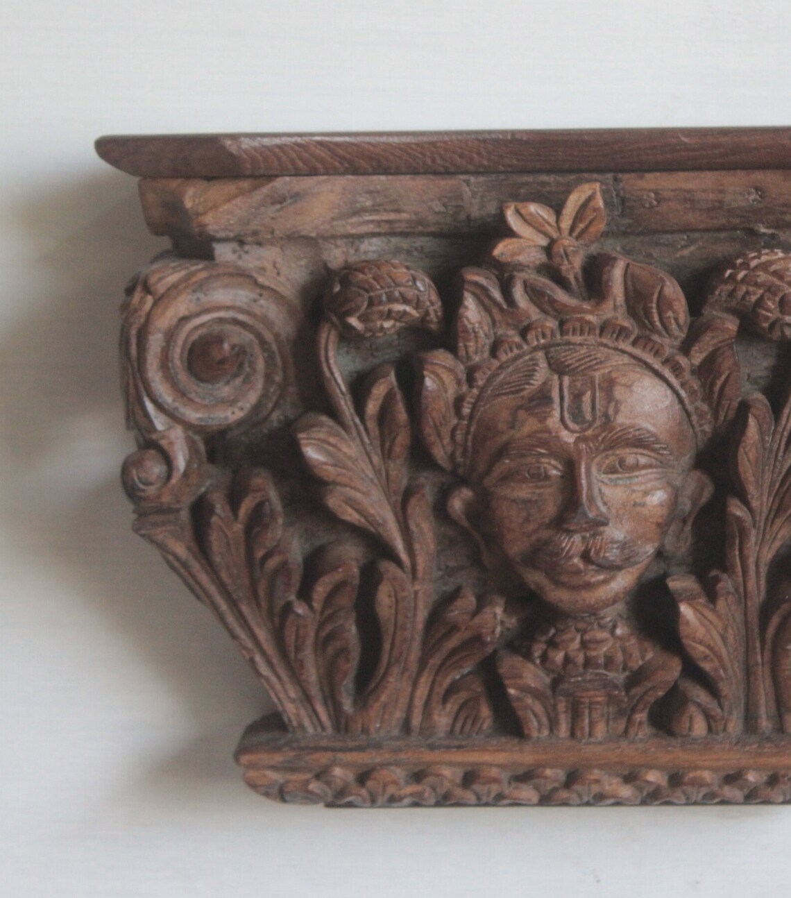 Vintage Wooden Carved Face Shelf Shelves/ Antique Wall Hanging Ledge ...