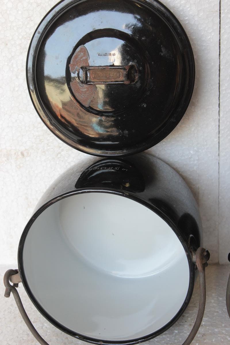 2 Pc Old Enamelware Judgeware Cooking Pot Vintage Kitchenware ...