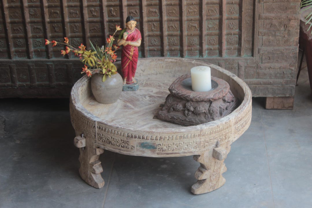Vintage Old Antique Wooden Chakki Center Table Home Decor - Etsy