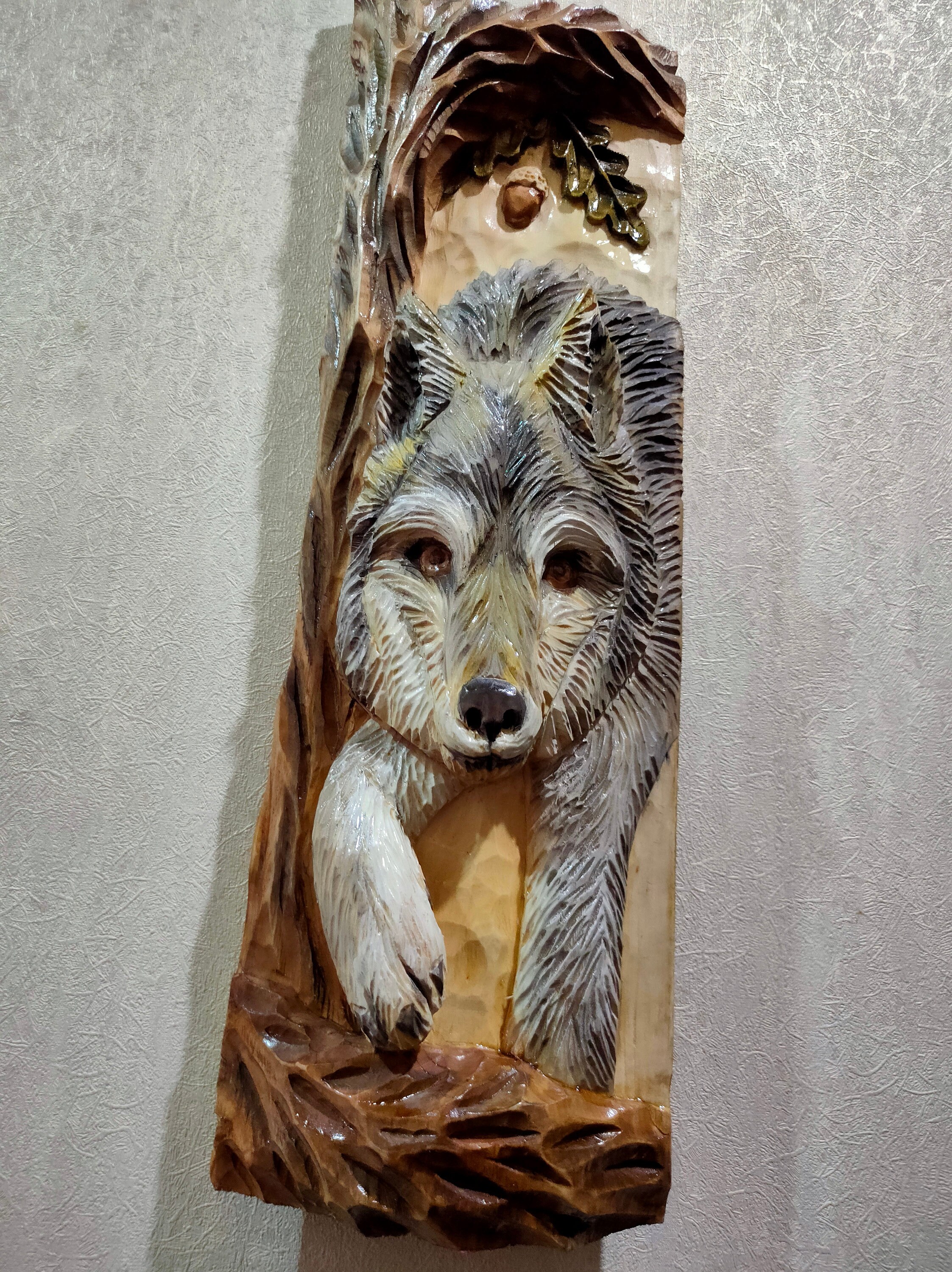 Wood carved wolf Carved wooden wolf Wolf sculpture Wooden wolf | Etsy