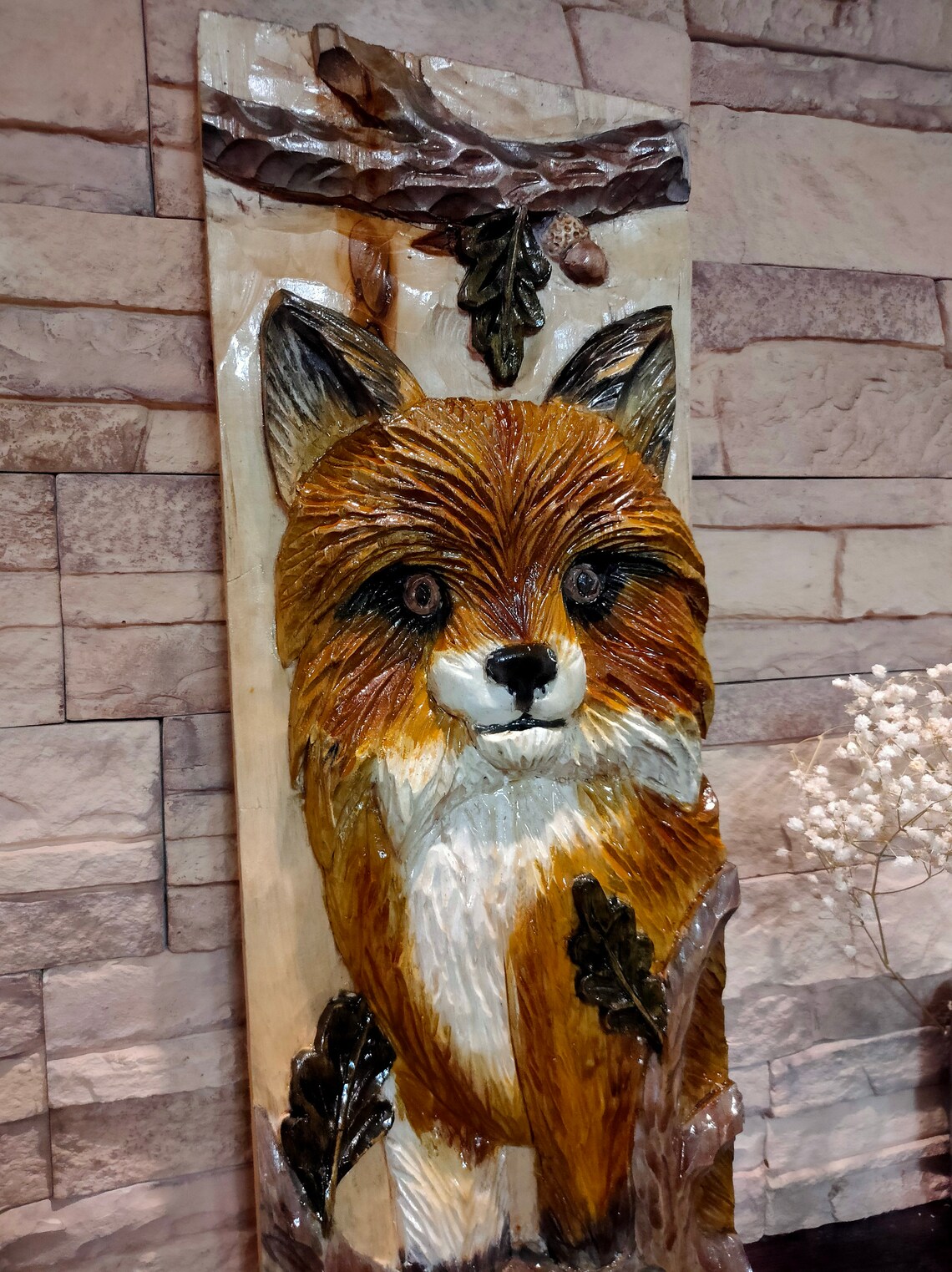 Carved wooden fox Fox sculpture Fox statue Fox wall art Fox | Etsy