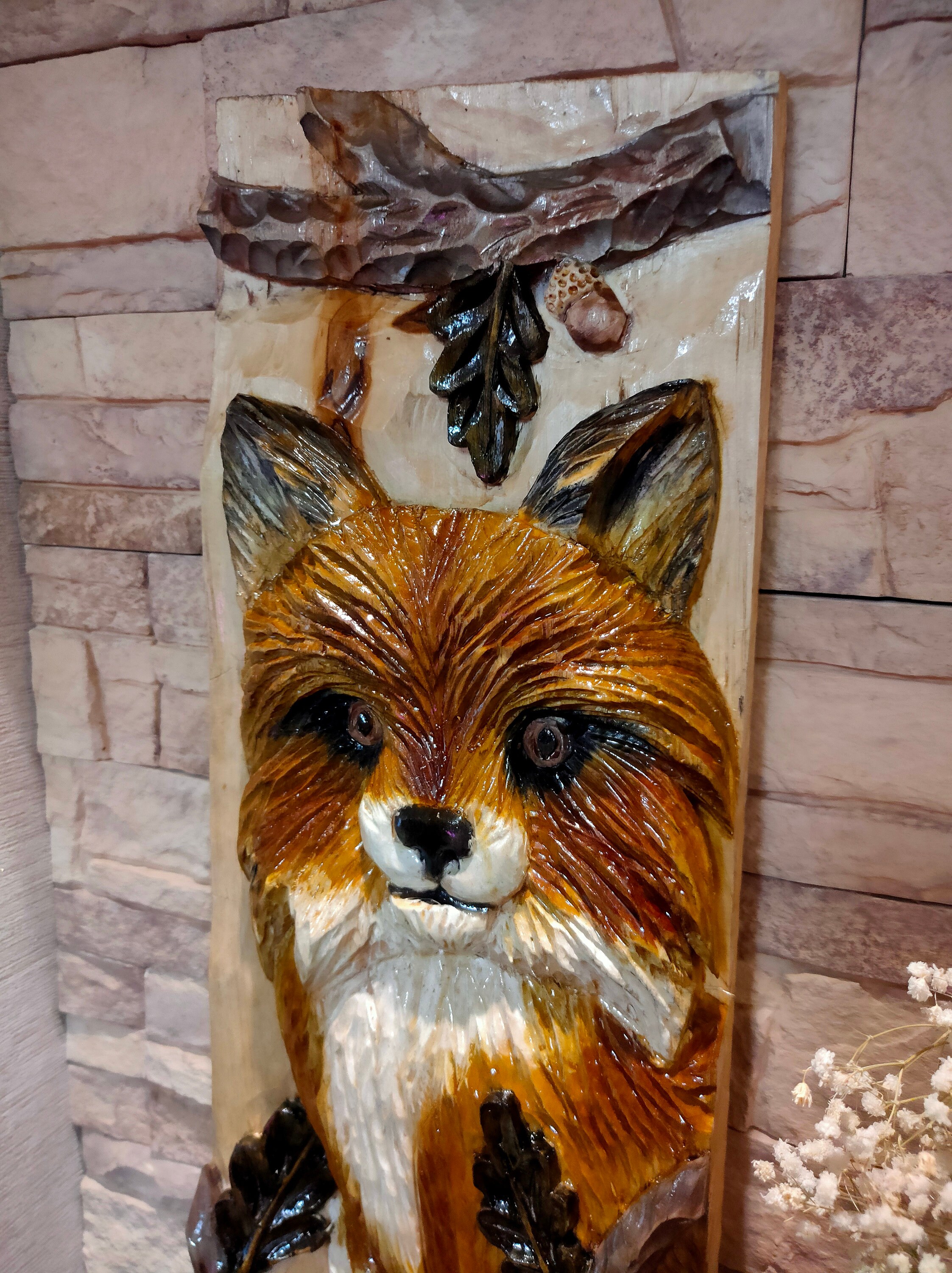 Carved wooden fox Fox sculpture Fox statue Fox wall art Fox | Etsy