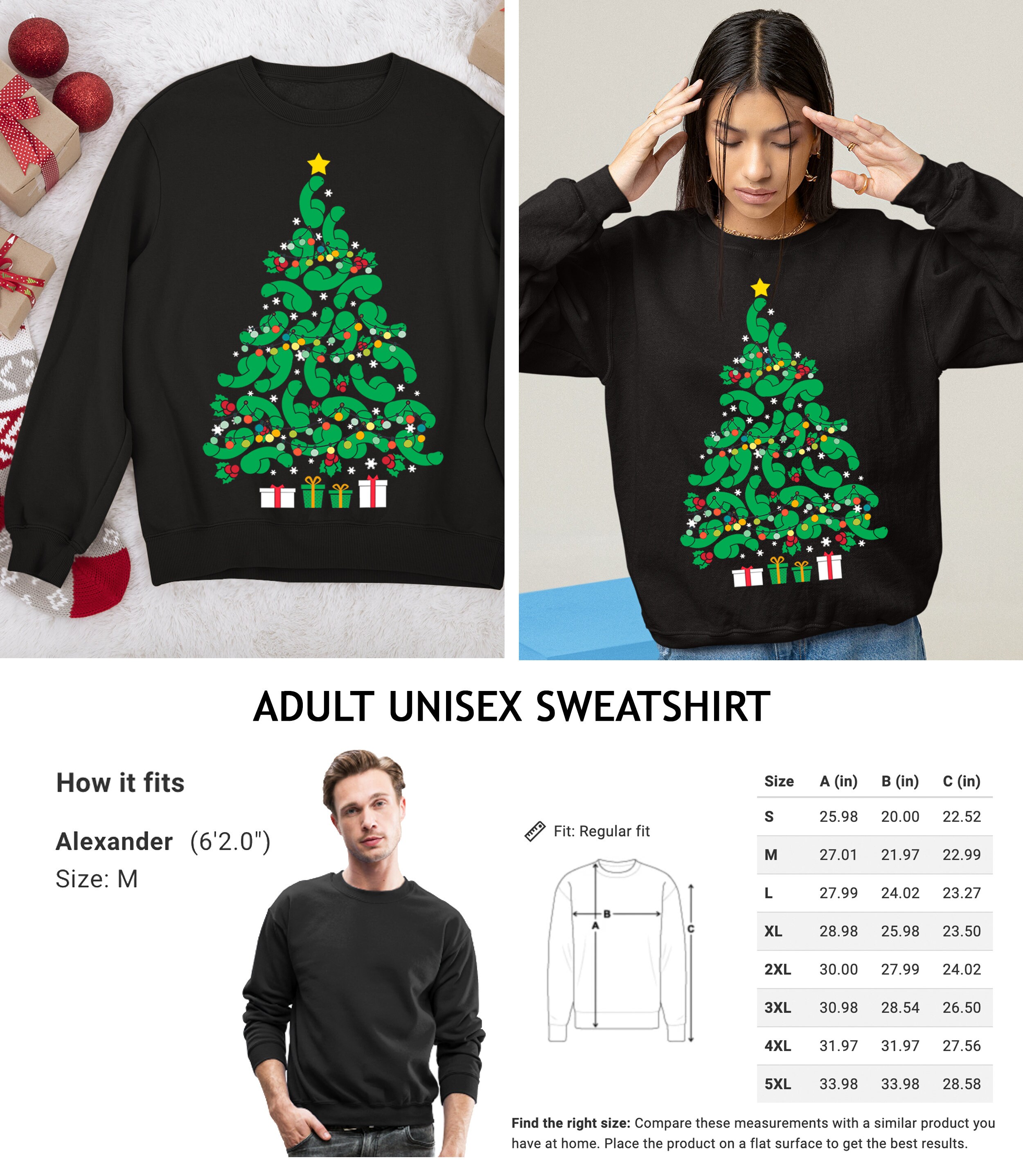 Phallic Funny Ugly Christmas Sweater Women Funny Men Inappropriate ...
