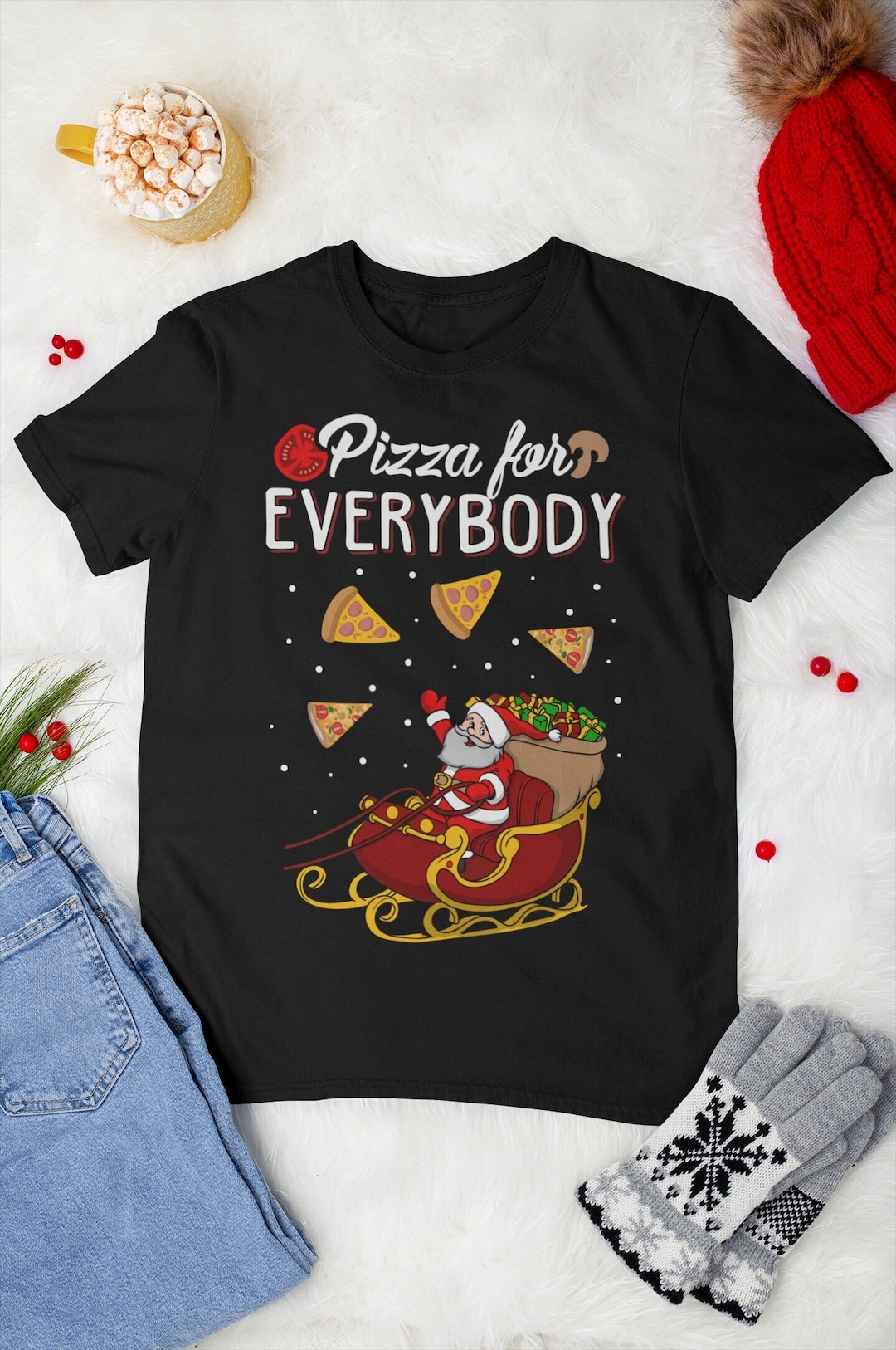 Pizza Clothing Pizza for Everybody Funny Ugly Christmas Sweatshirt ...