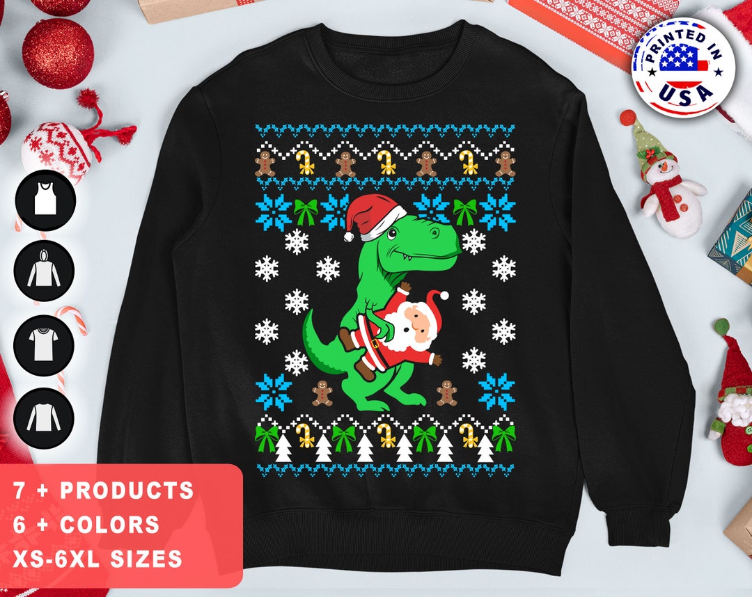 Dinosaur Ugly Christmas Sweater Dinosaur Sweater Dinosaur Sweatshirt ...