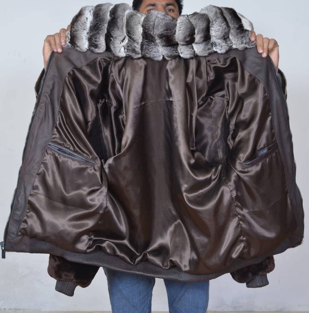 Real Mouton Sheared Beaver Fur Coat Jacket Leather Bands Cuffs All ...