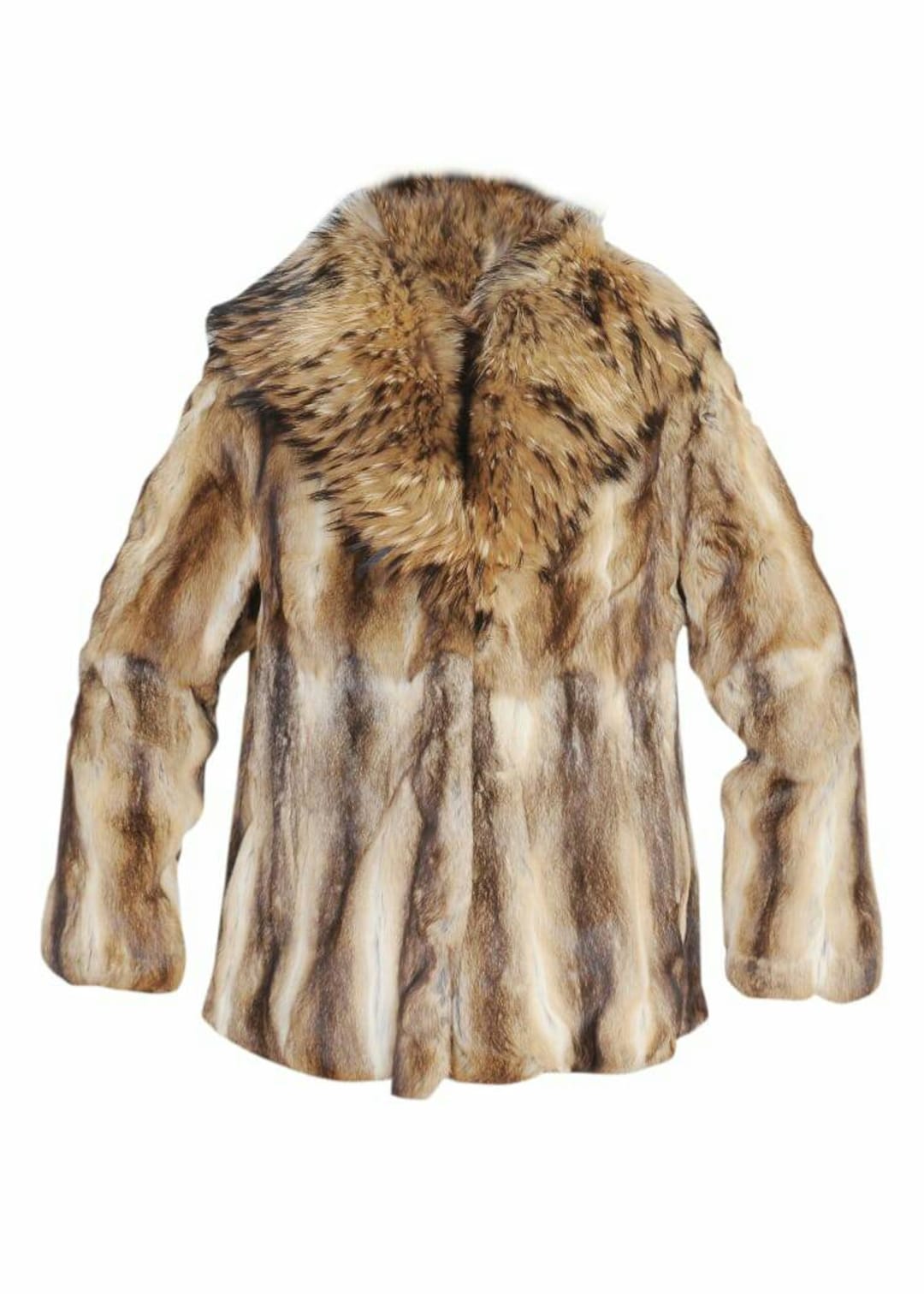 Real Animal Fur Coat With Raccoon Dog Fur Collar Men's Women's Made by ...