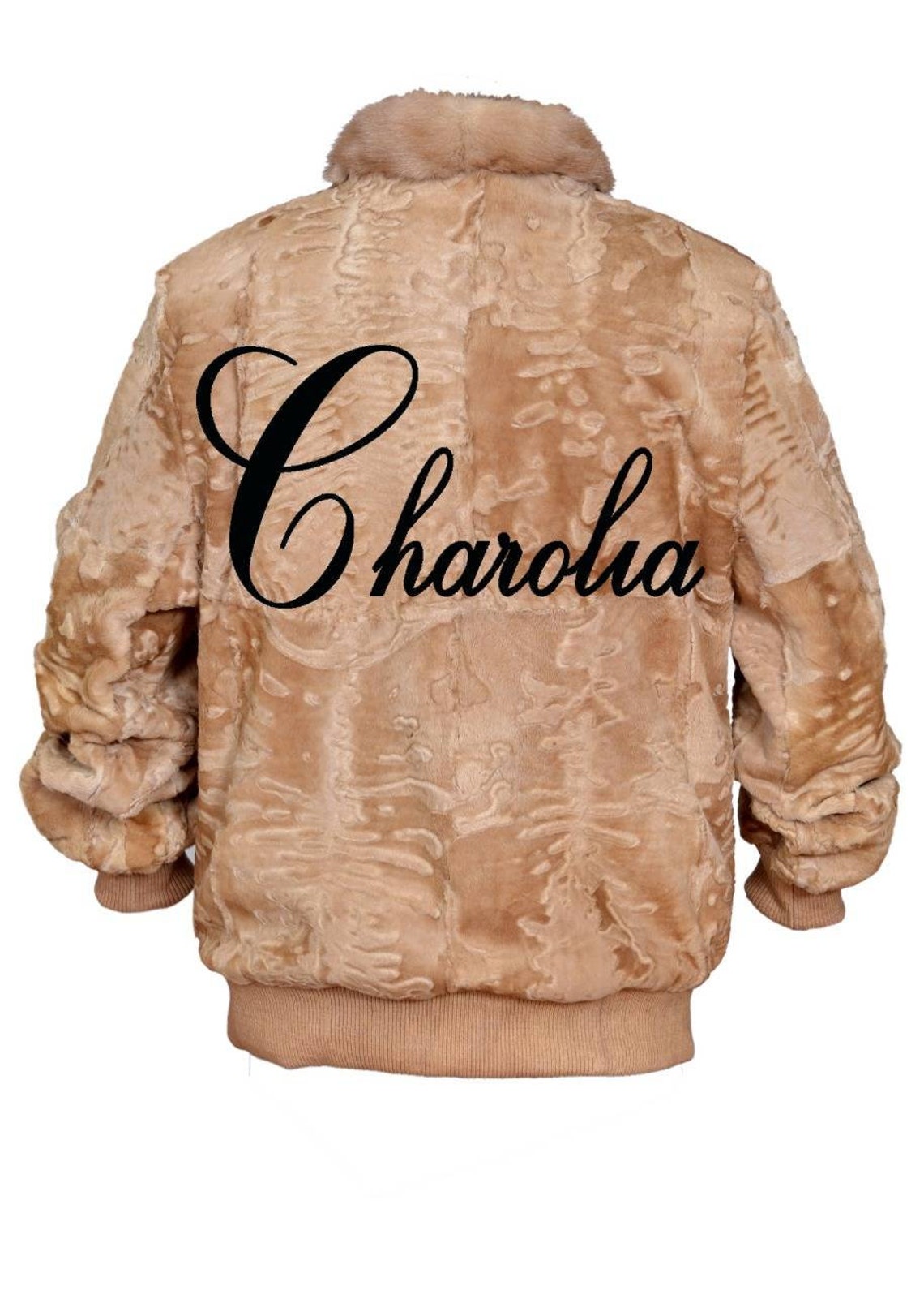 Men's Camel Color Light Brown Real Broadtail Astrakhan Persian Lamb Fur ...