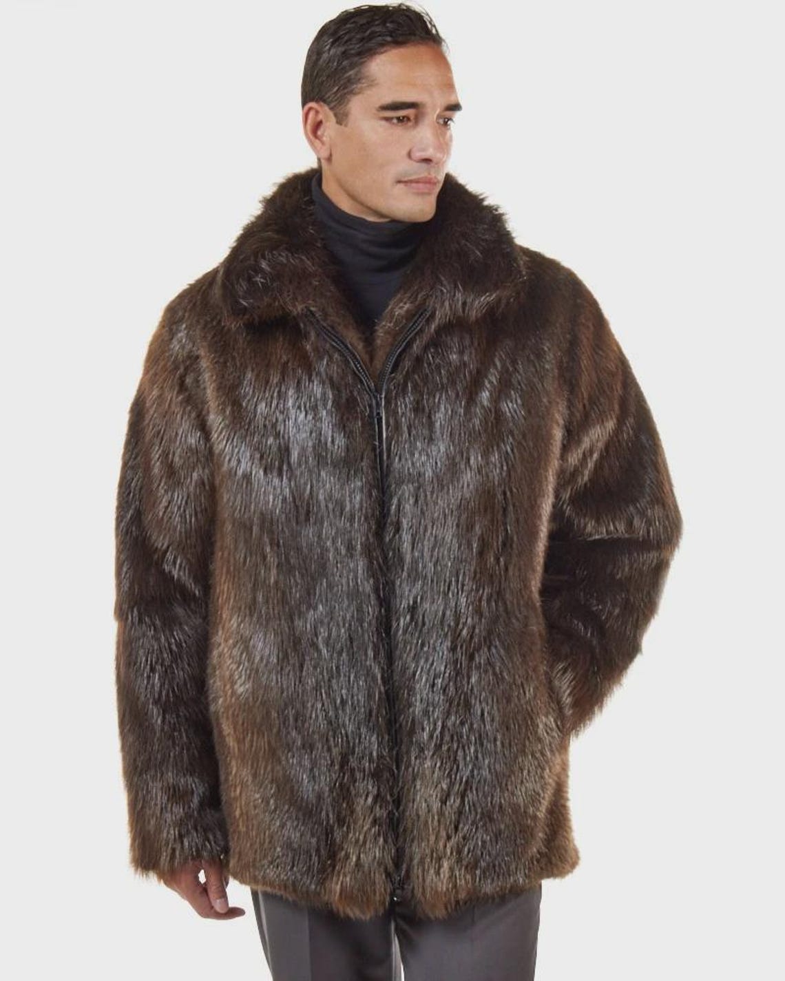 Men's Real Beaver / Nutria Fur Long Hair Bomber Jacket All Sizes - Etsy