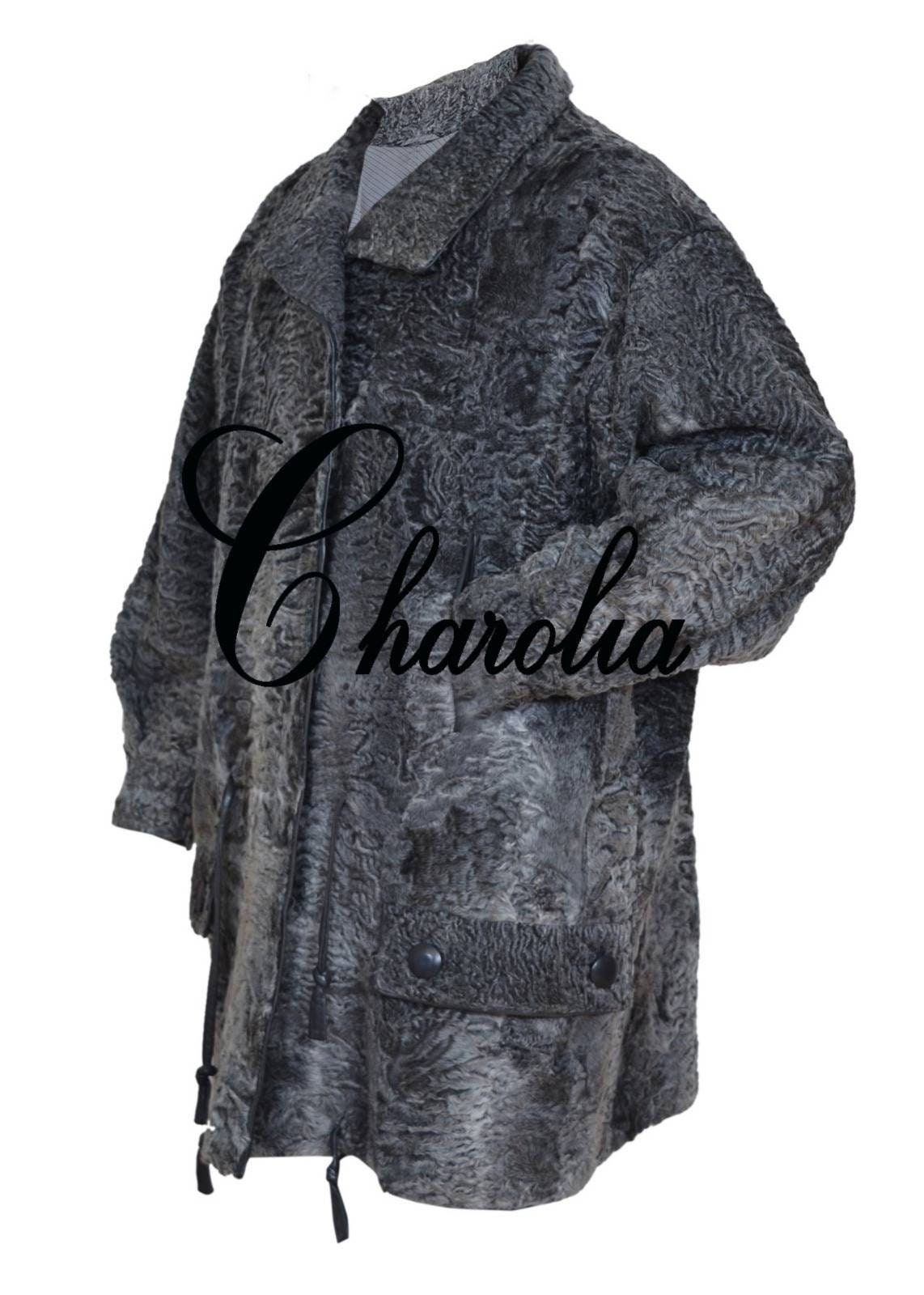 Men's Black/gray Real Karakul Sheep Lamb Fur Broad Tail Lamb Fur ...