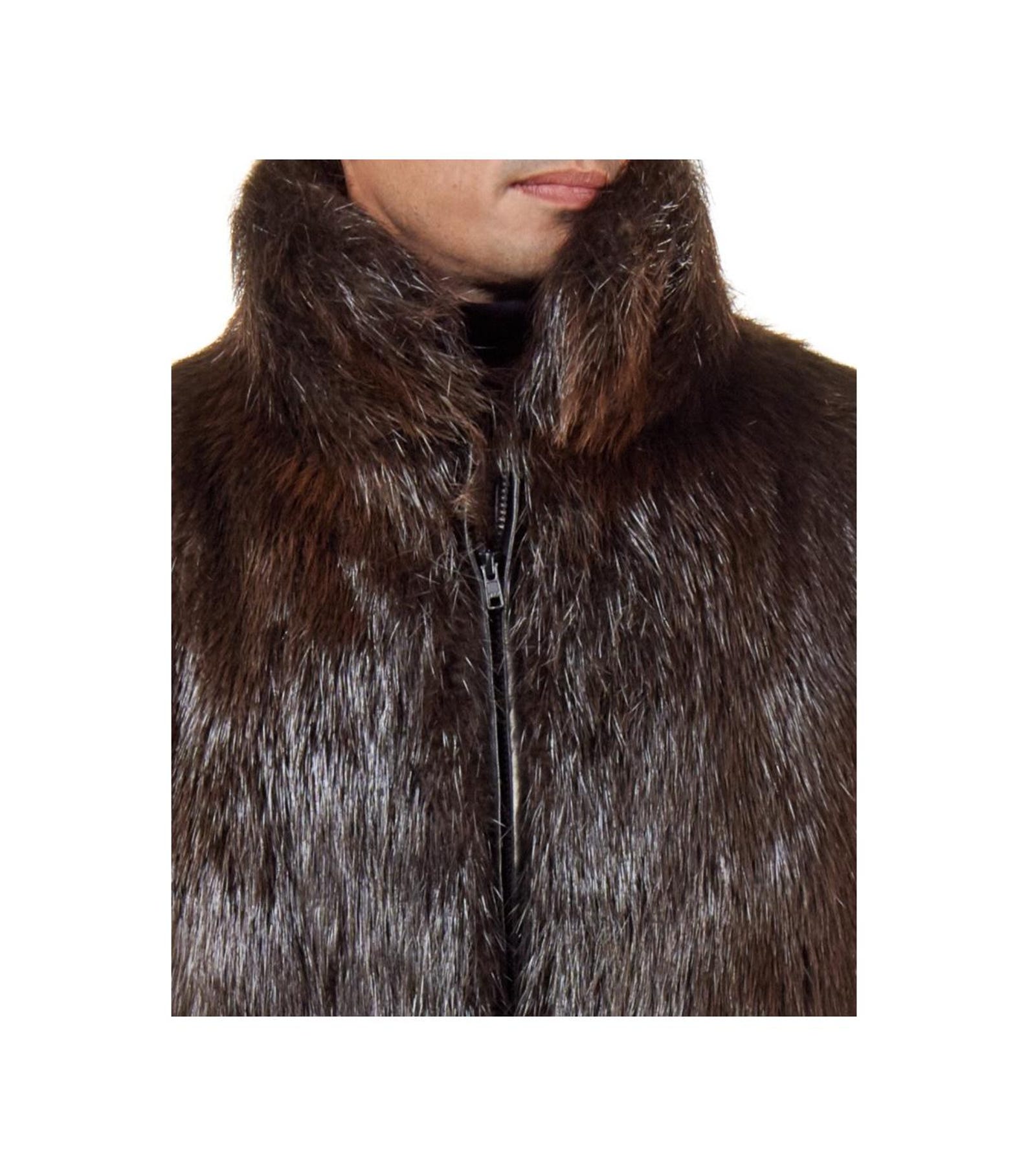 Men's Real Beaver / Nutria Fur Long Hair Bomber Jacket All Sizes - Etsy