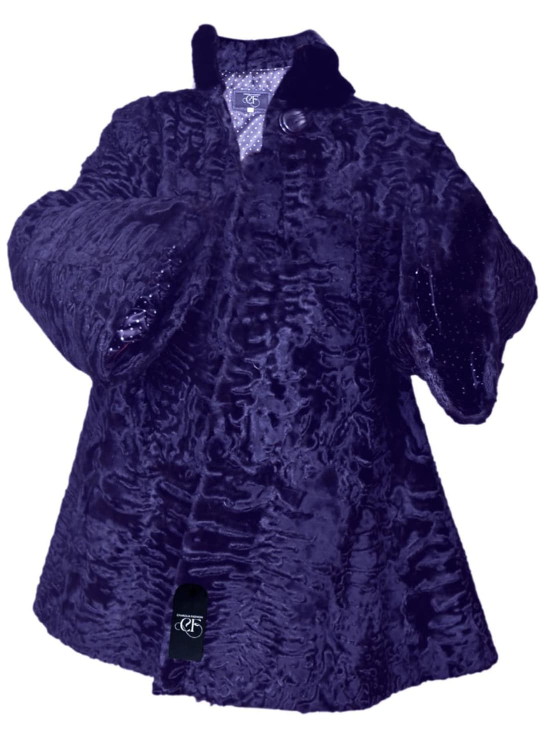 Women's New Real Swakara Fur Broad Tail Persian Lamb Fur Swinger Coat ...