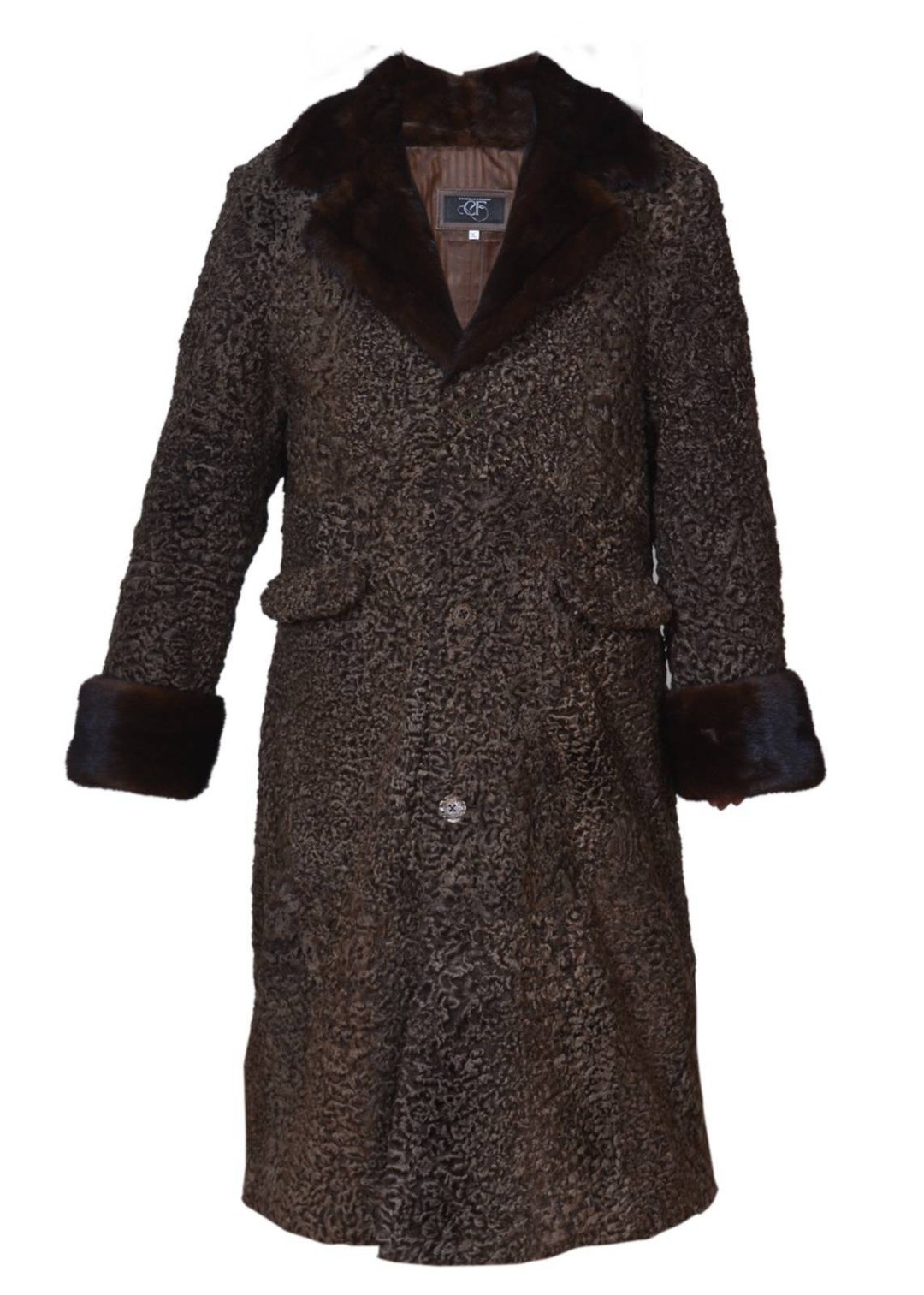 Brand New Men's Brown Real Persian Lamb Fur Karakul Fur Dandy Chic Long ...