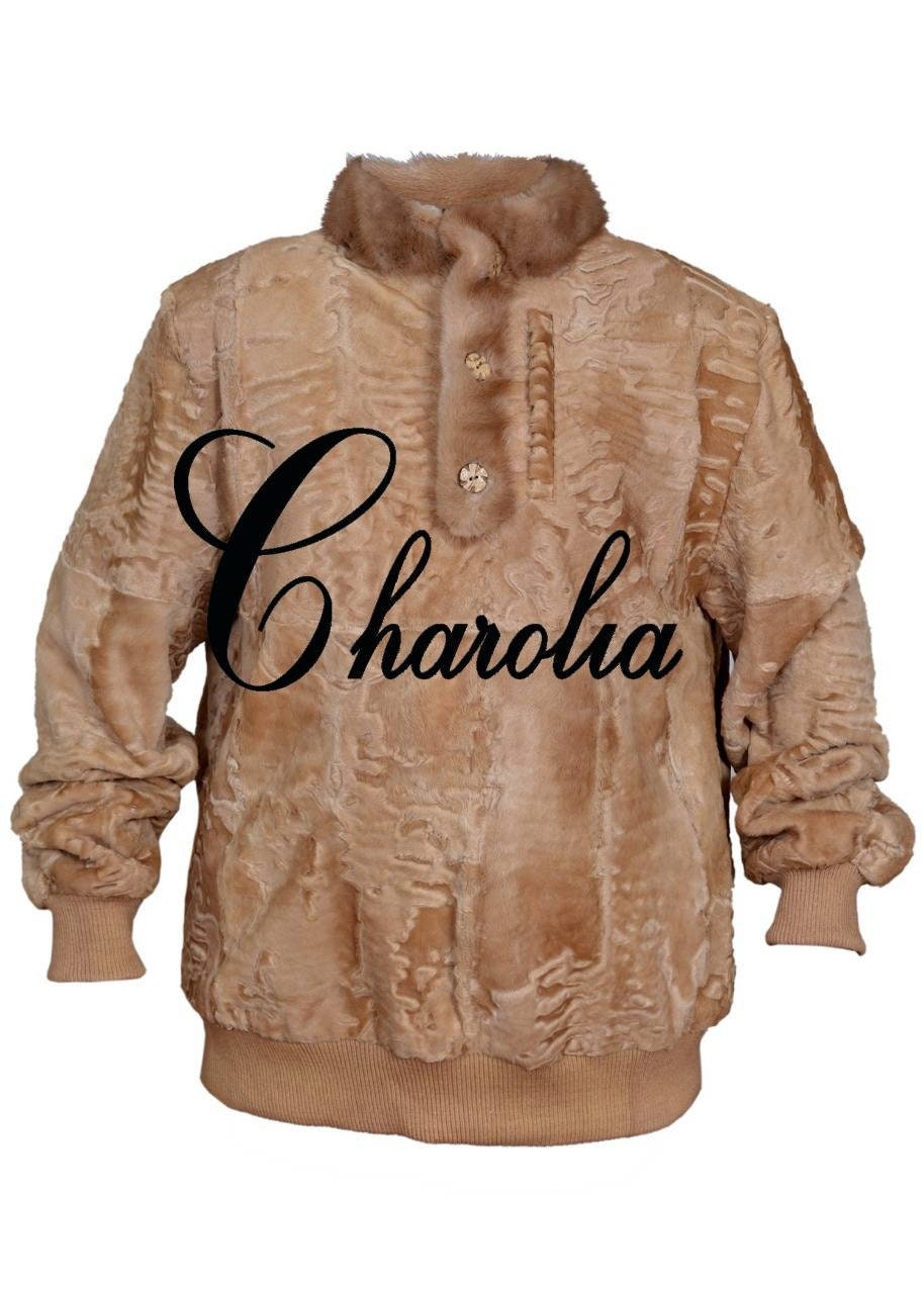 Men's Camel Color Light Brown Real Broadtail Astrakhan Persian Lamb Fur ...