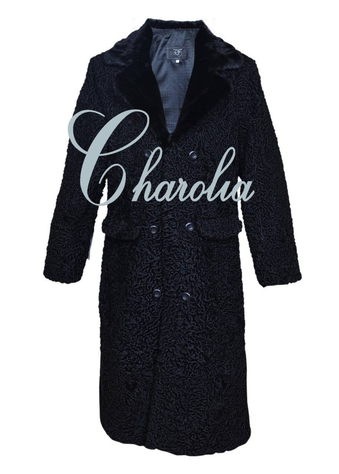 Brand New Men's Black Real Persian Lamb Fur Karakul Fur Long Full ...