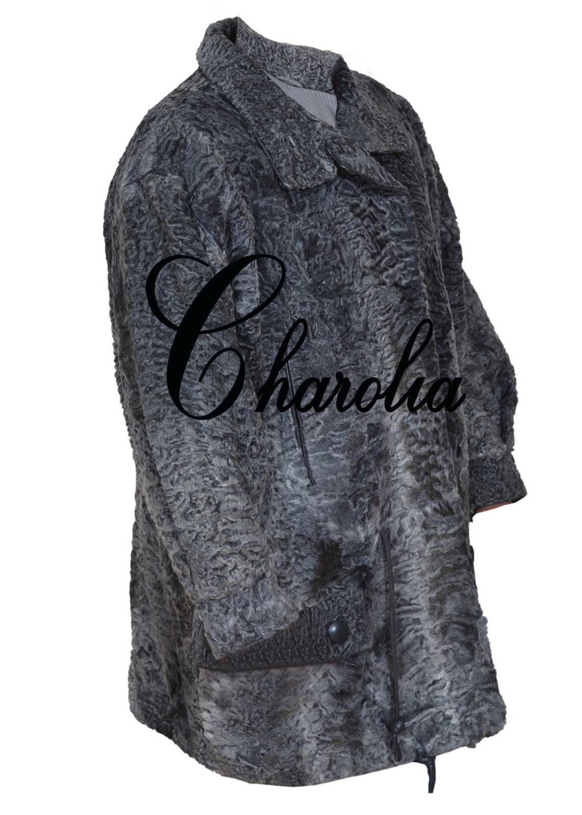 Men's Black/gray Real Karakul Sheep Lamb Fur Broad Tail Lamb Fur ...