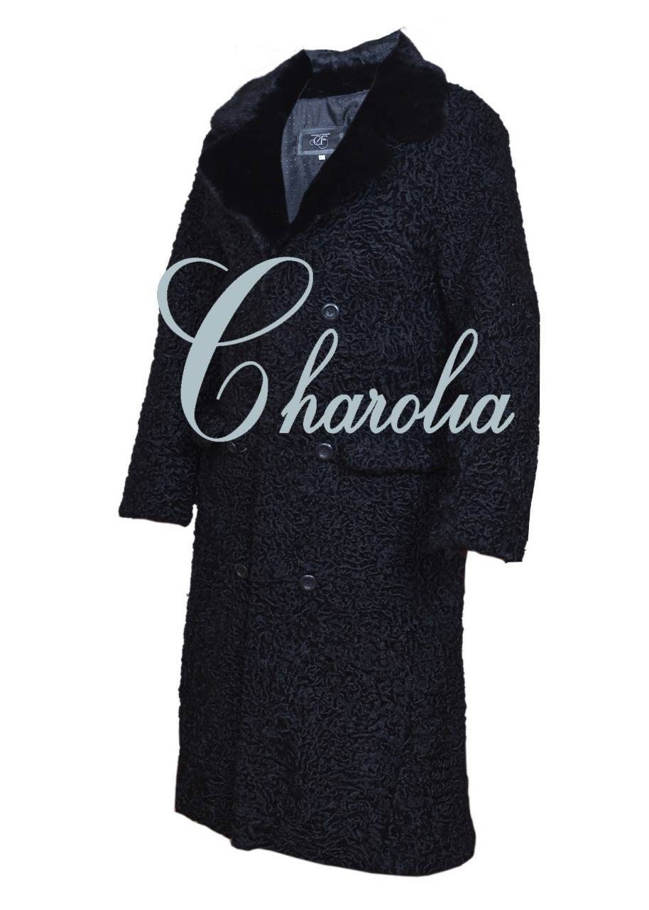 Brand New Men's Black Real Persian Lamb Fur Karakul Fur Long Full ...