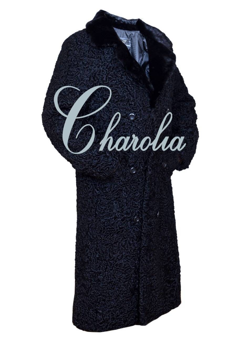 Brand New Men's Black Real Persian Lamb Fur Karakul Fur Long Full ...