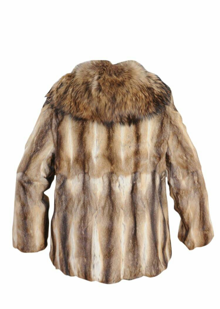Real Animal Fur Coat With Raccoon Dog Fur Collar Men's Women's Made by ...