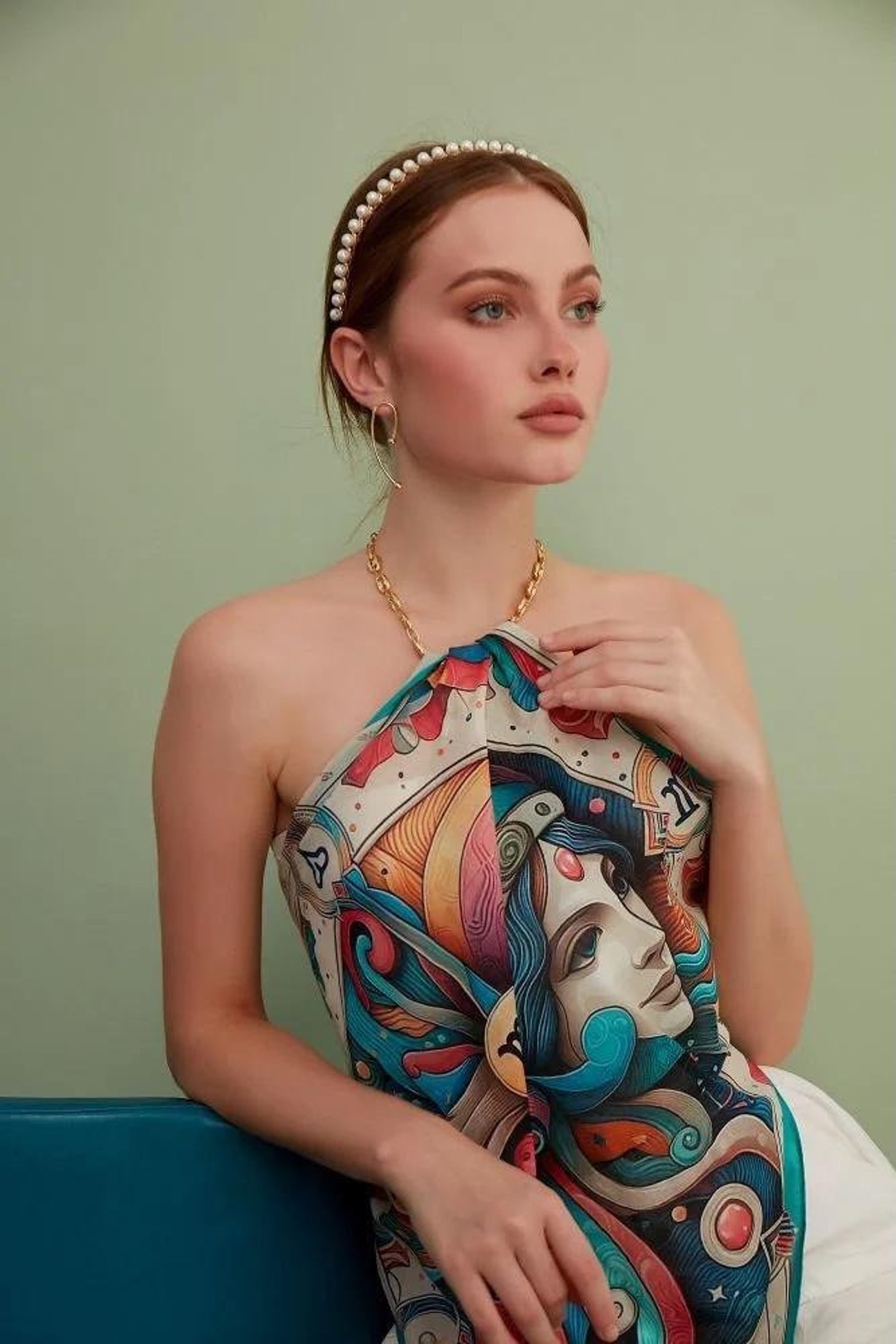 Cotton Voile Bandana CELESTIAL, Hand Stitched, MYTHOLOGY Collection ...