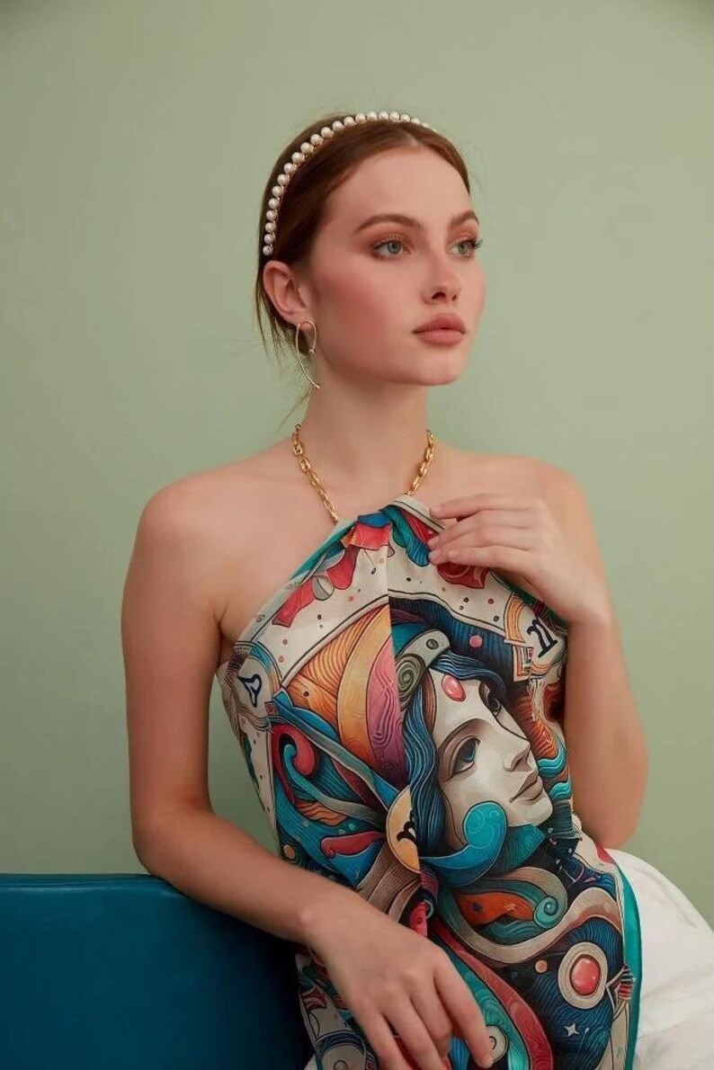 Cotton Voile Bandana CELESTIAL, Hand Stitched, MYTHOLOGY Collection ...