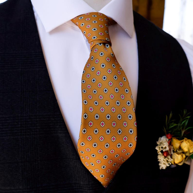 Mustard Floral Neckties,mustard Yellow Wedding Tie,ties for Wedding ...