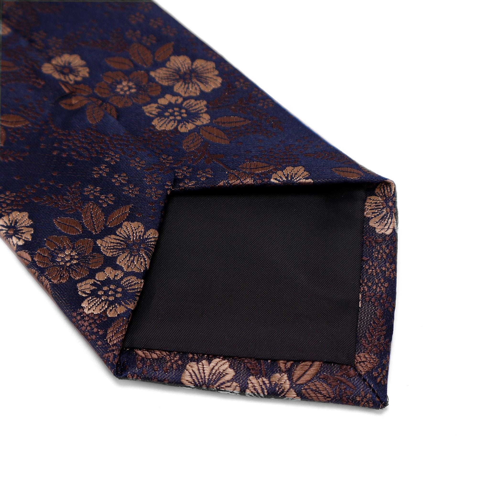Gray Blue Froral Tie for Men,brown Mens Tie With Golden Flowers,vintage ...