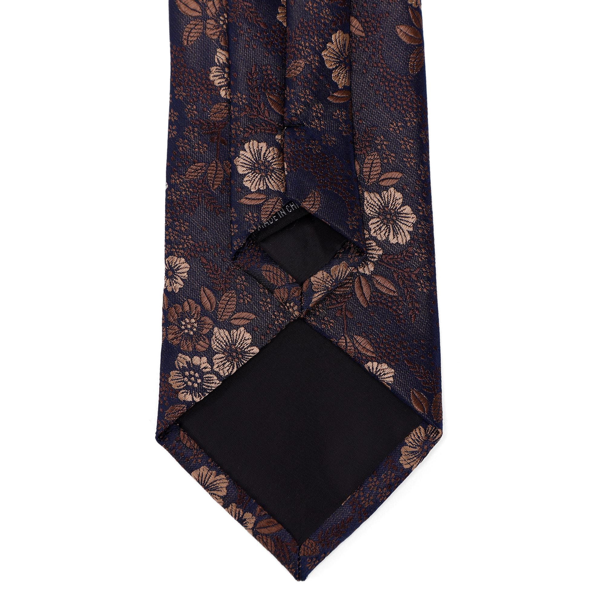 Gray Blue Froral Tie for Men,brown Mens Tie With Golden Flowers,vintage ...