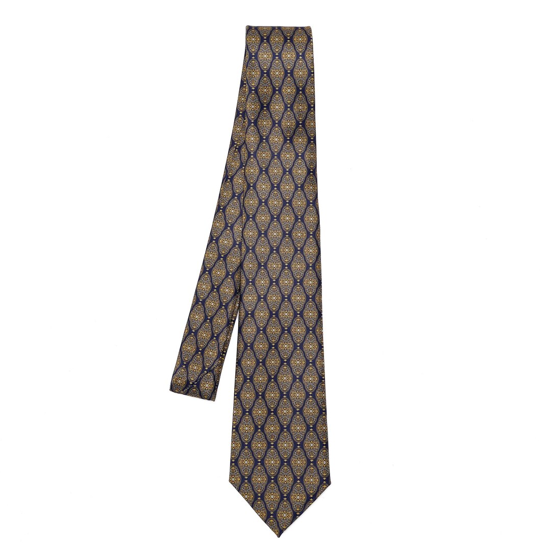Navy Blue Tie With Muted Gold Damask Floral,vintage Ties,retro Wedding ...