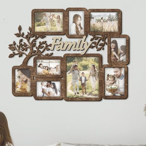 Wooden Picture Frame Collage Family Tree Wall Decor Rustic Wall Gallery ...