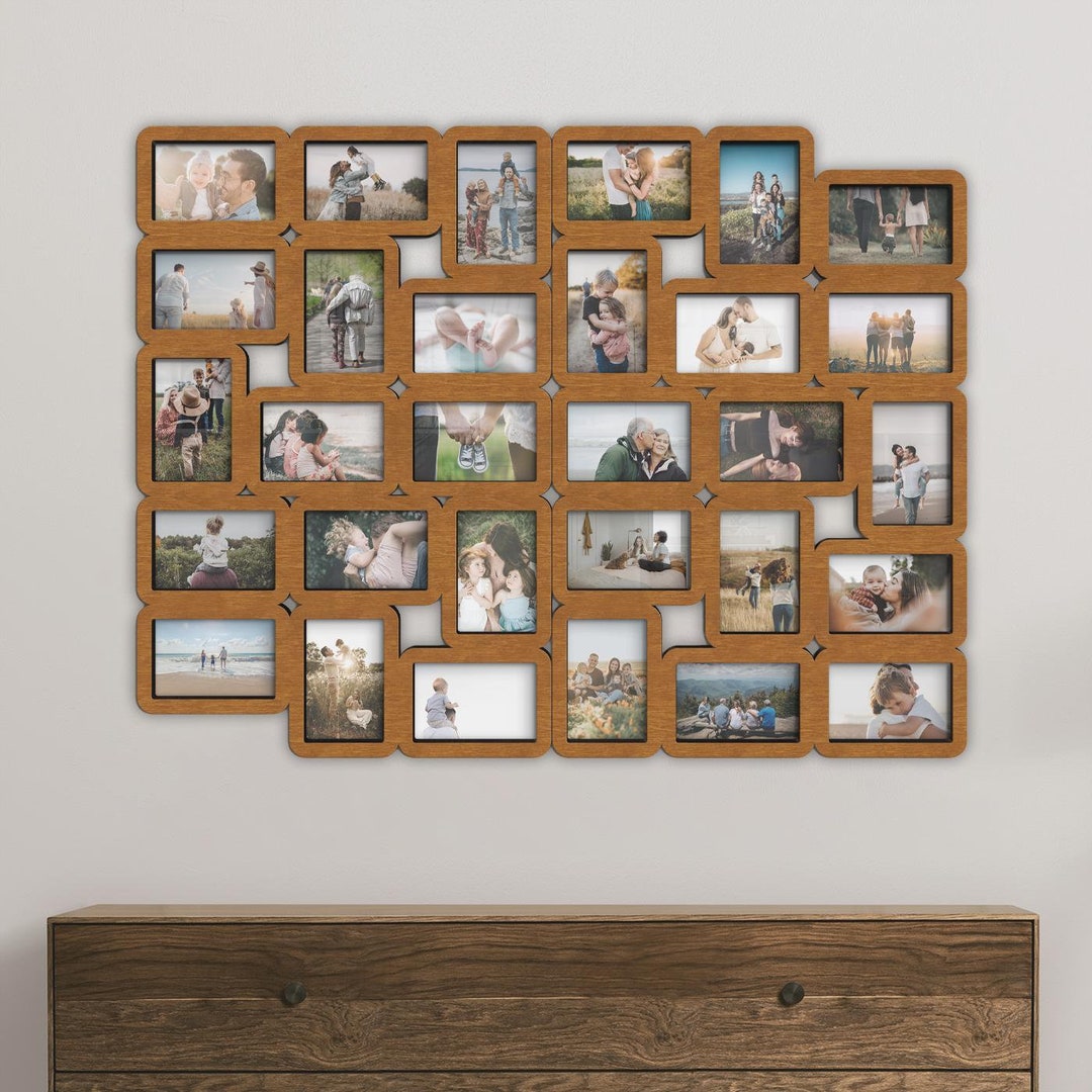 Wooden Picture Frame Collage Large Wall Gallery Thanksgiving Gift Multi ...