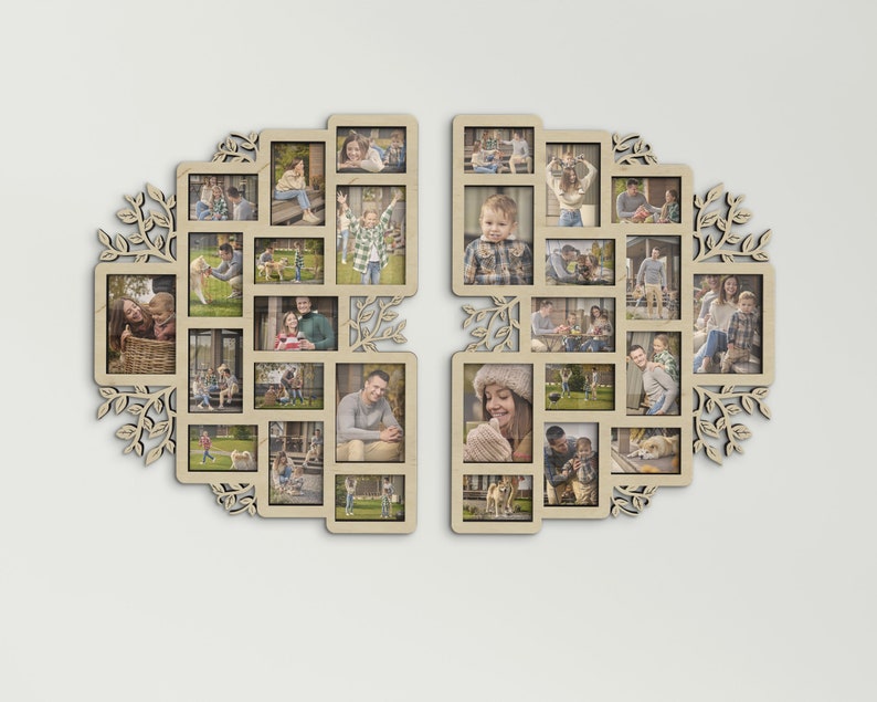 Wall-mounted Photo Frame Collage Split in Two Family Wall - Etsy