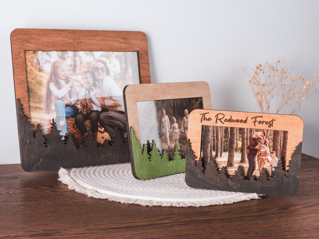 Personalized Photo Frame With a Forest Tree Custom Engraved Text ...
